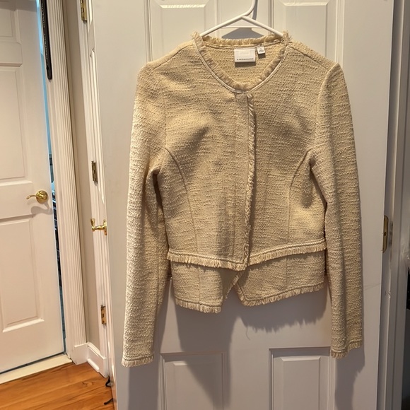 Anthropologie | Jackets & Coats | Cream Colored Zip Jacket With Hidden ...